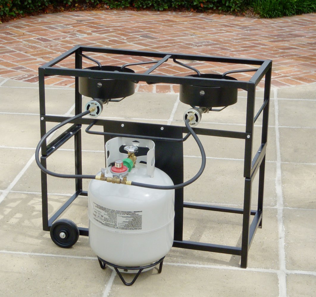 King Kooker 82/82TKD 30" Portable Outdoor Propane Dual Cast Burner Cart ...