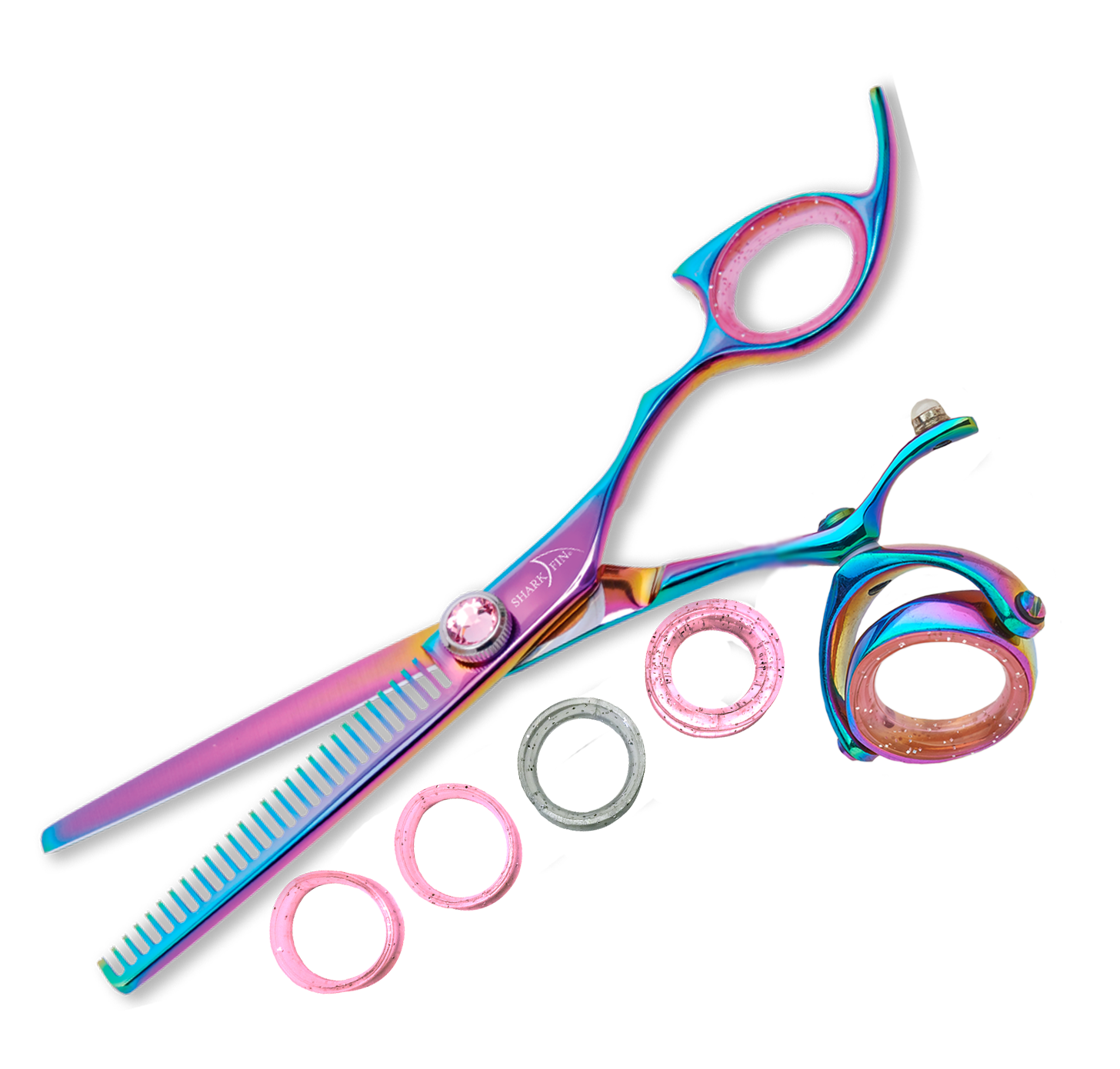 Sharkfin Right Handed Scissors Professional Super Swivel RAINBOW 28 ...